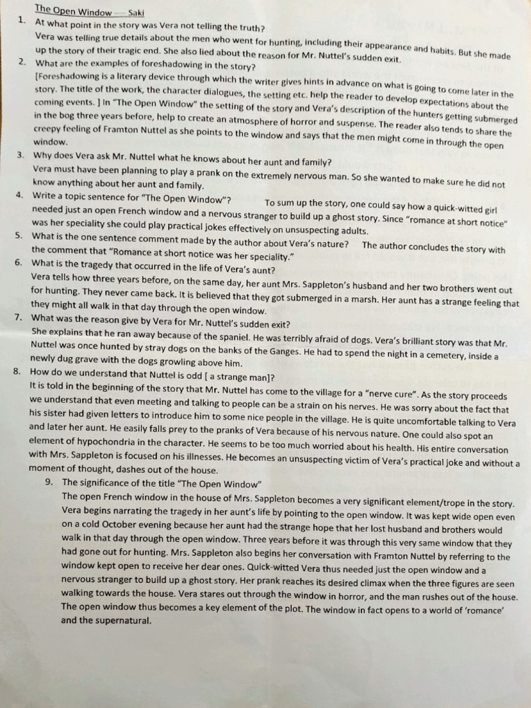 The Open Window - Notes-1 | PDF