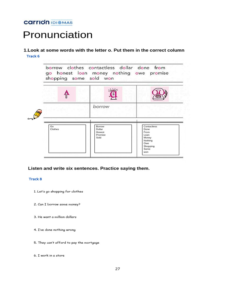 Pronunciation Practice with 'O' Words | PDF