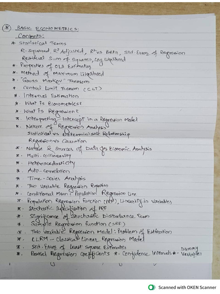 Econometrics Final Notes_240312_123558 (1) | PDF