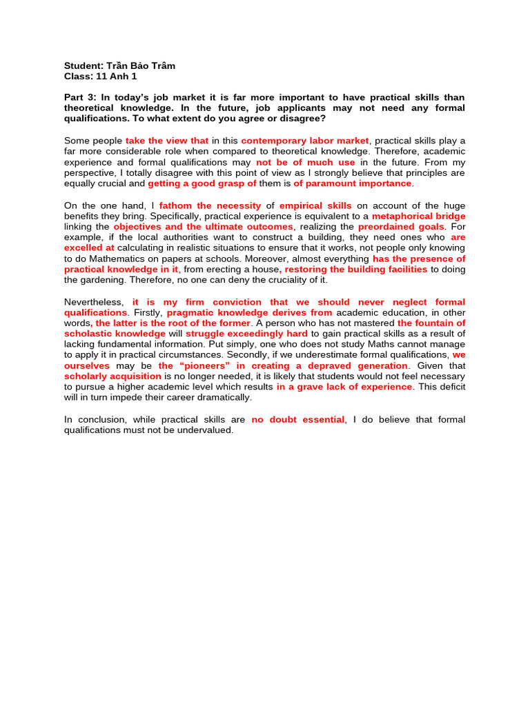 Bảo Trâm - Writing Part 3 | PDF