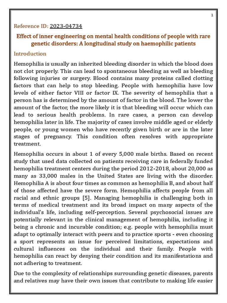 Icmr Sts Report | PDF | Mental Health | Haemophilia