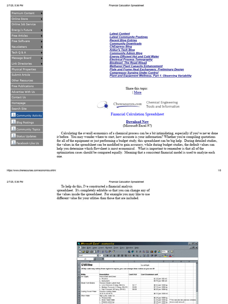 Financial Calculation Spreadsheet | PDF | Net Present Value | Spreadsheet