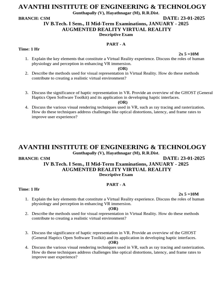 CSM 4-1 - ARVR-4-1 - Mid - 2 Descriptive | PDF | Virtual Reality | Augmented Reality