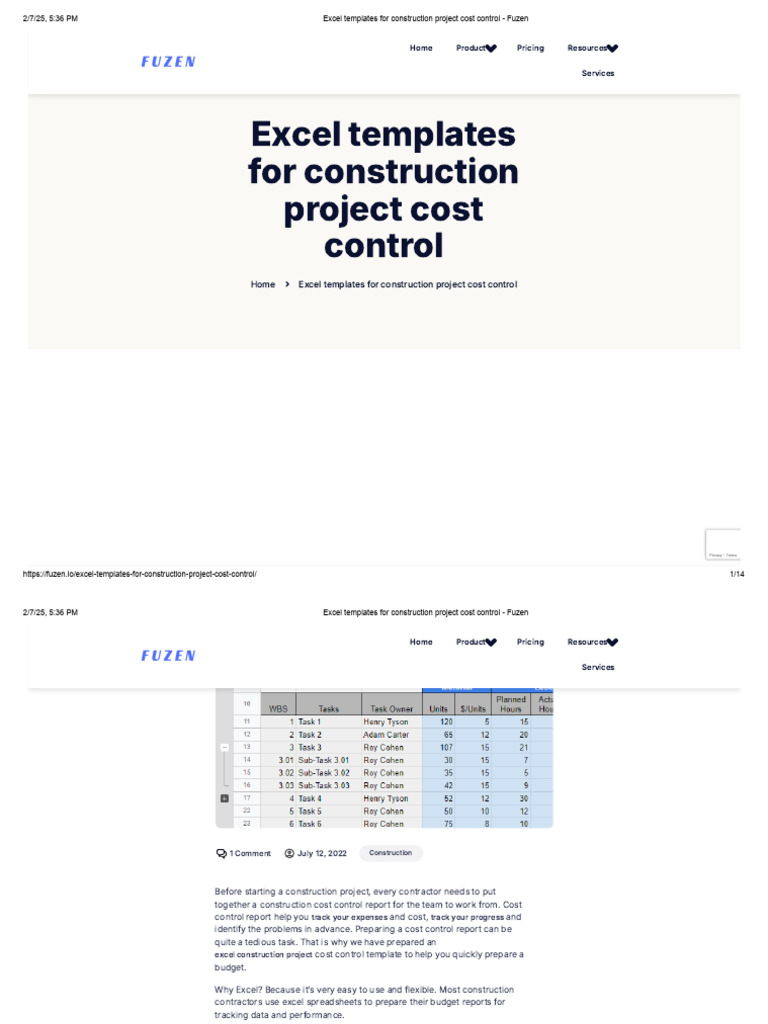 Construction Cost Control Excel Templates | PDF | Cost Accounting ...