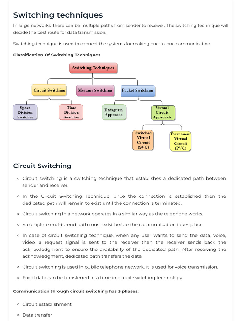 switching technique | PDF | Packet Switching | Computer Network