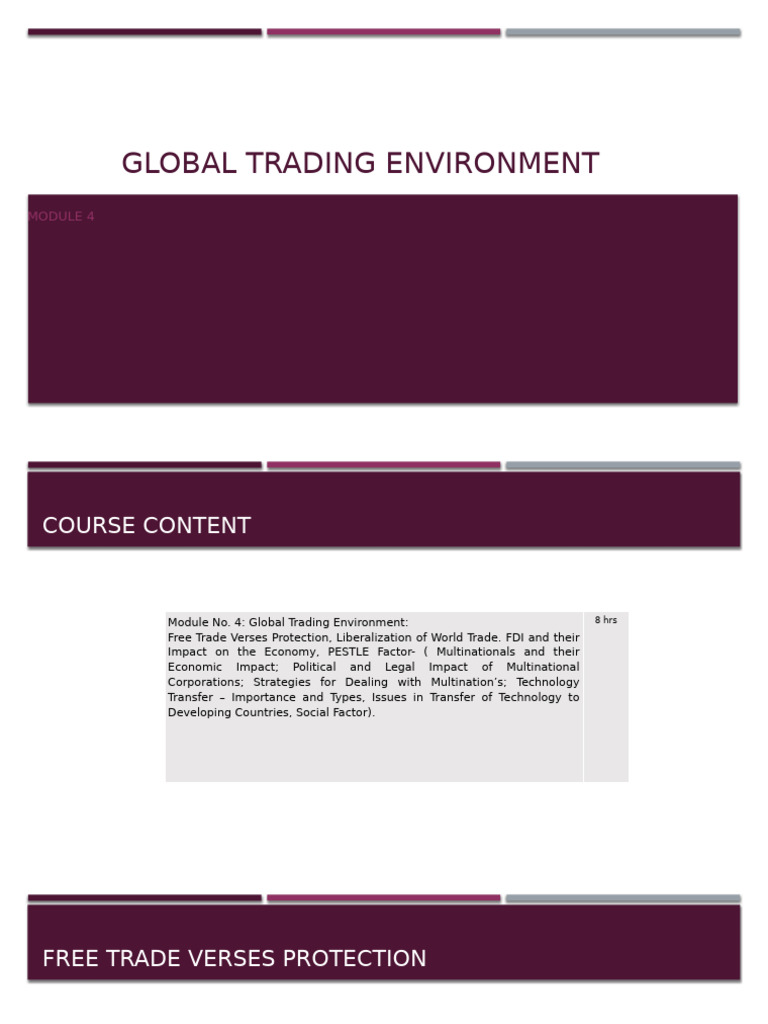 Module 4 - GBE-Global Trading Environment | PDF | Protectionism | Free ...