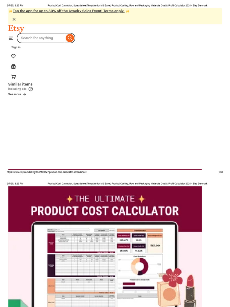 Product Cost Calculator, Spreadsheet Template For MS Excel, Product ...