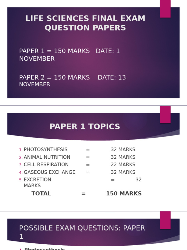 Life Sciences Final Exam Question Papers | PDF | Cellular Respiration ...