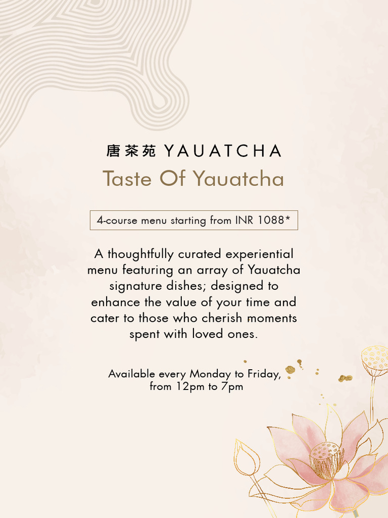 Taste of Yauatcha Menu | PDF