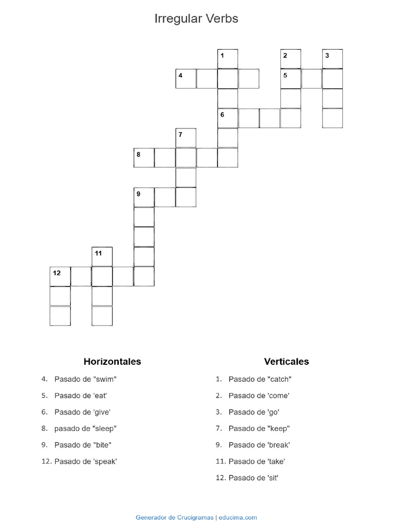Irregular Verbs Blank | PDF