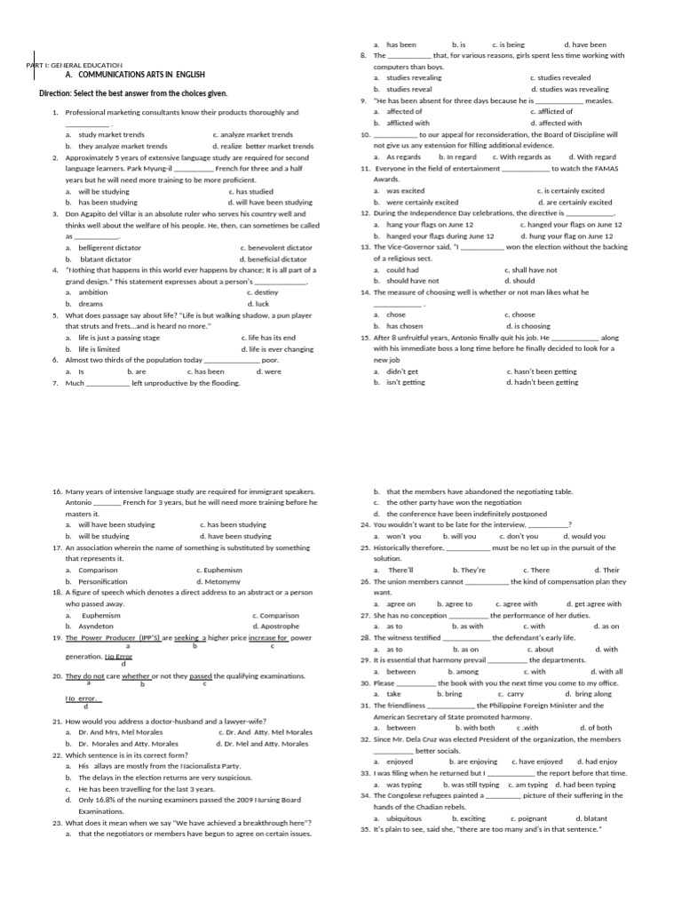 LET-GEN-ED-1000plus QAs | PDF | Meal