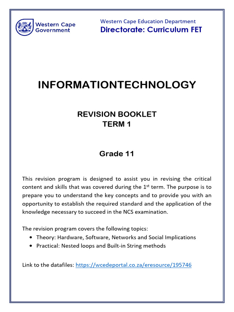 Grade 11 IT Term 1 Revision Guide | PDF | Random Access Memory ...