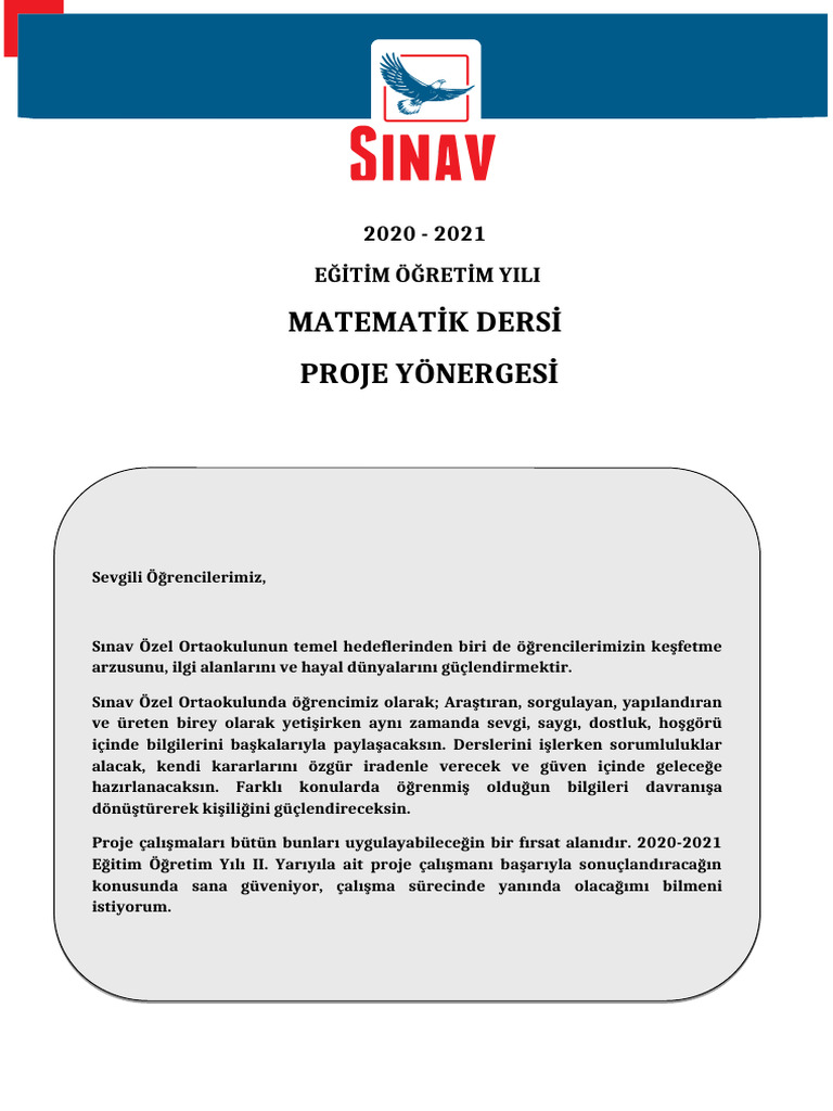 MATEMATIK DERSI PROJE ODEV YONERGESI Cocuklar | PDF