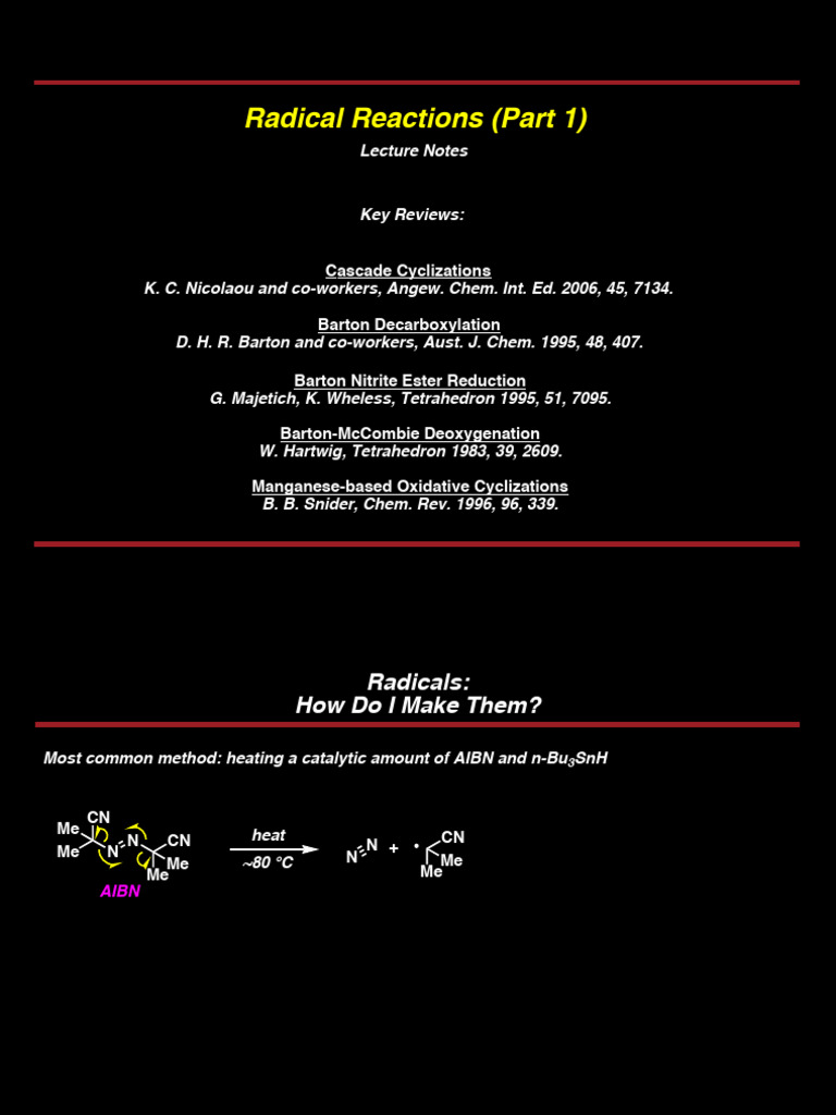 Radical Reactions (Part 1) | PDF | Radical (Chemistry) | Chemical Compounds