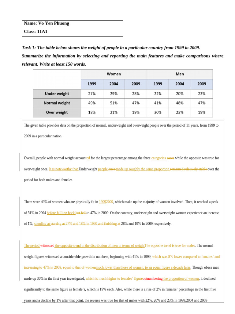 Writing Task 1 - Template 1 | PDF | Teachers | Body Mass Index
