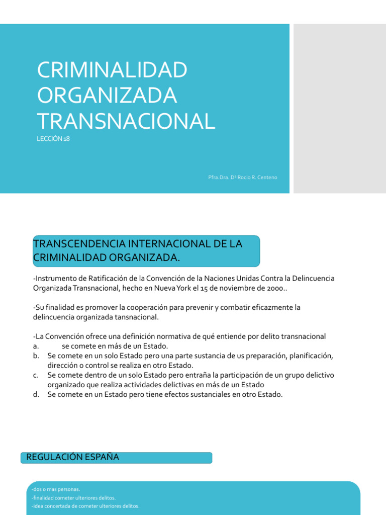Criminalidad Organizada Transnacional - Derecho Internacional | PDF | Crimen organizado ...
