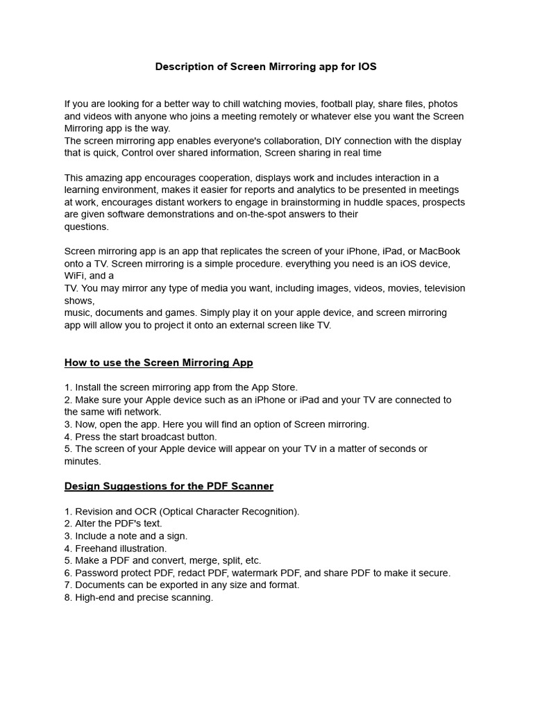 Screen Mirroring app for IOS | PDF | Qr Code | Ios