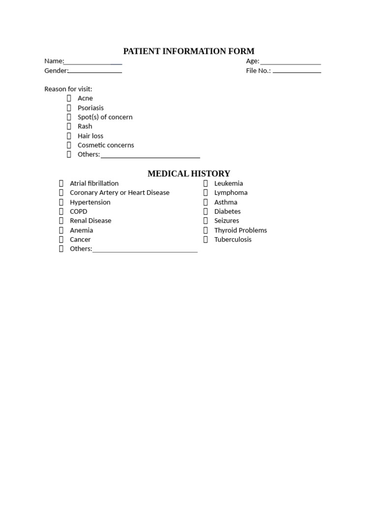 Patient Information Form | PDF