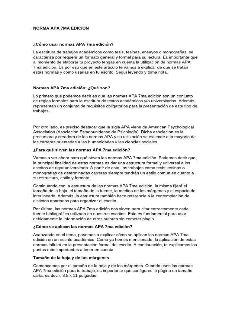 Norma Apa 7ma Edición | PDF | Citación