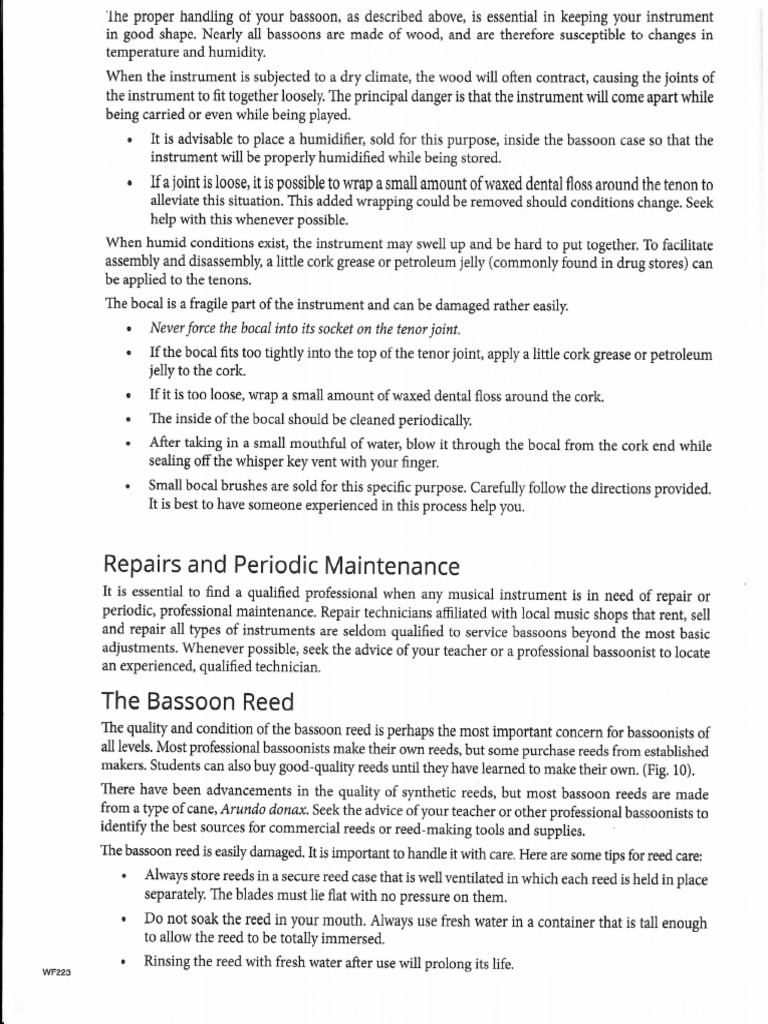 Bassoon Care and Maintenance Guide | PDF | Bassoon