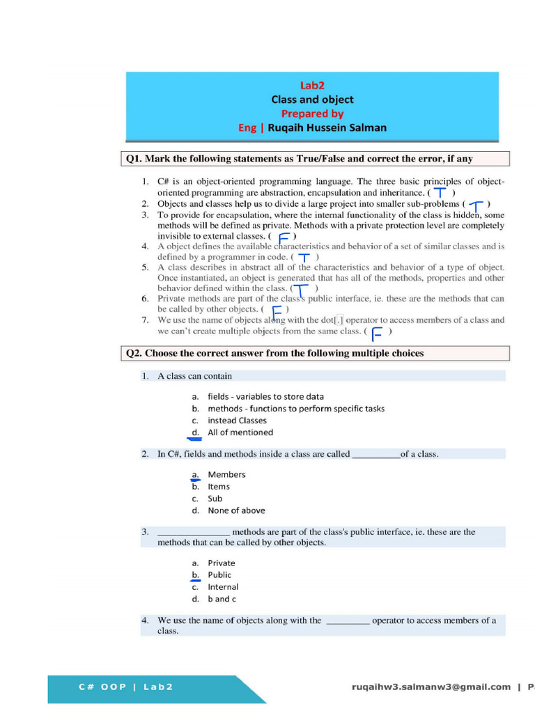 C# OOP Lab 2 by Ruqaih Salamn 2025 240229 213409 | PDF