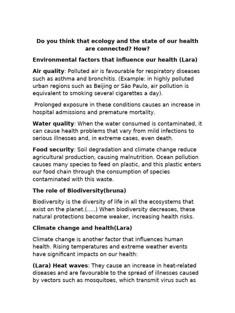 Ecology's Impact on Human Health | PDF