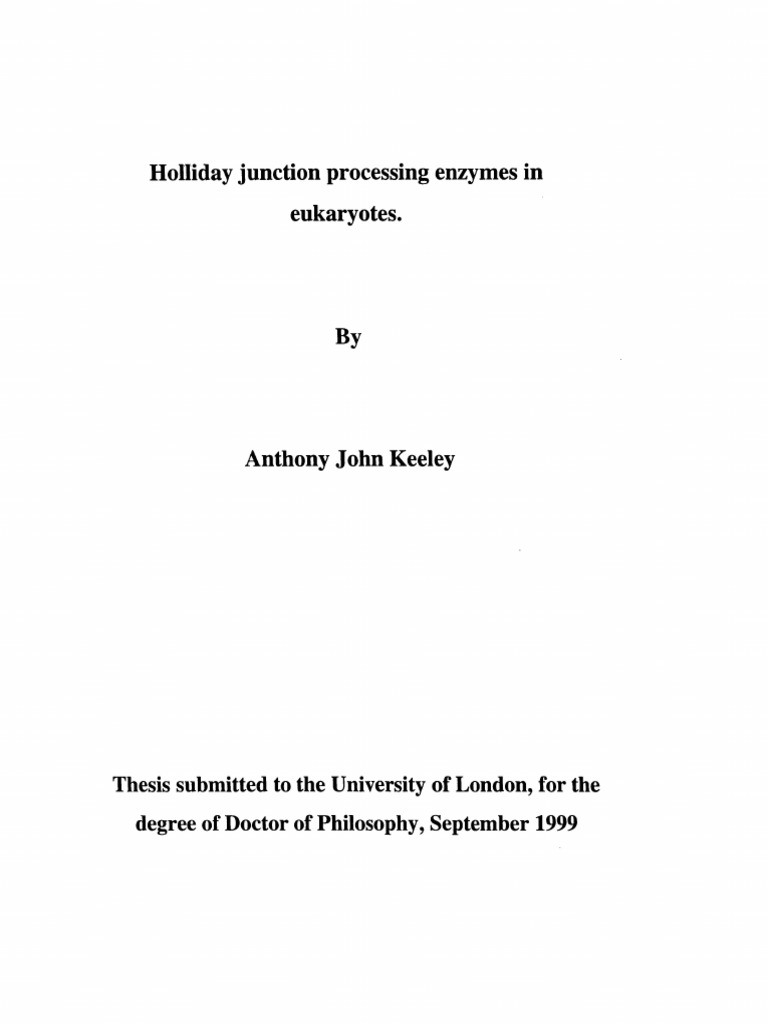 Holliday Junction Processing Enzymes in Eukaryotes | PDF | Genetic ...