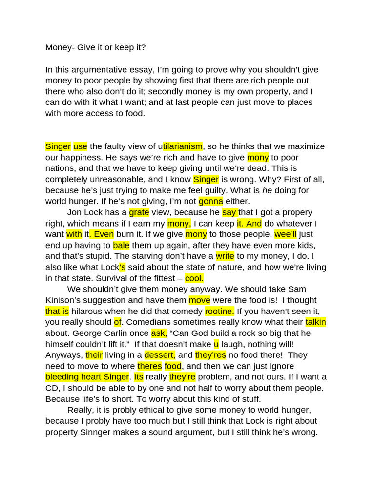 Example Text - Bad Argumentative Paper | PDF