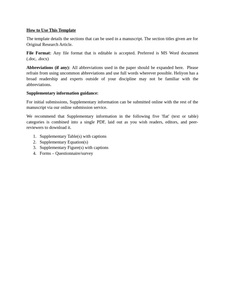 Heliyon Manuscript Submission Guide | PDF