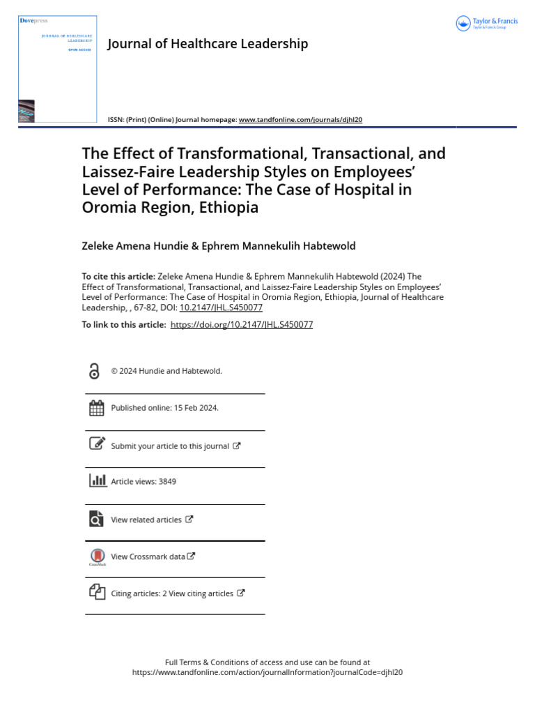 The Effect of Transformational Transactional and Laissez-Faire Leadership Styles On Employees ...