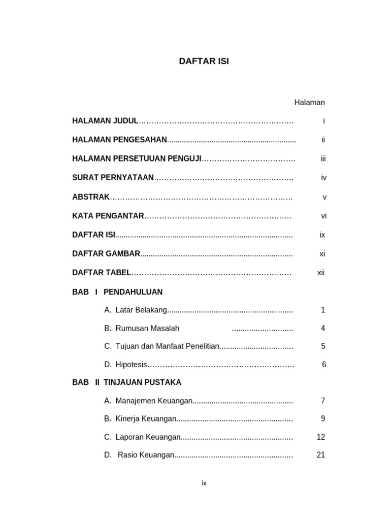 DAFTAR ISI Proposal | PDF