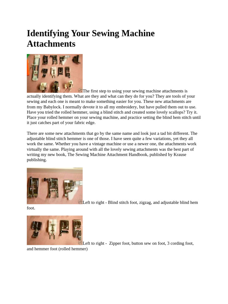 Sewing Machine Attachments | PDF