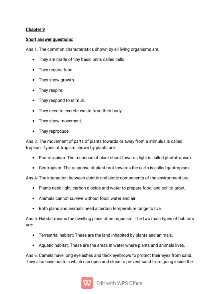 Chapter 9, Living Organisms and Their Surroundings | PDF | Habitat | Plants