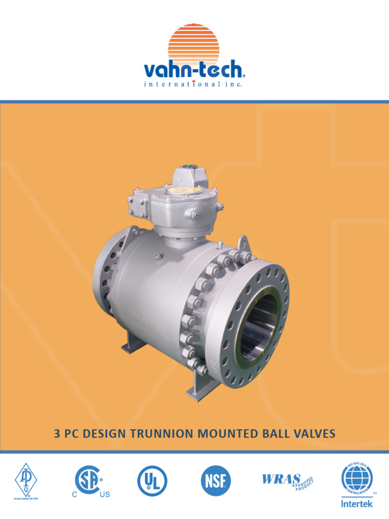 Vahn Tech API 6D Trunnion Mounted Ball Valves Literature | PDF | Valve ...