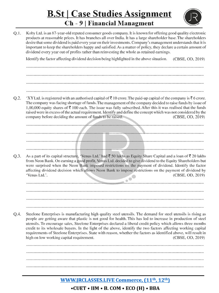 Ch-9 Case Studies Assignment | PDF