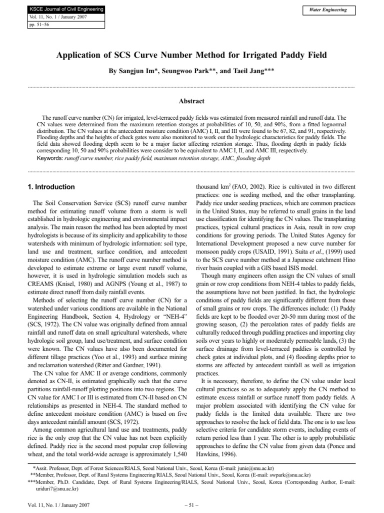 Application of SCS Curve Number Method For Irrigat | PDF | Flood ...