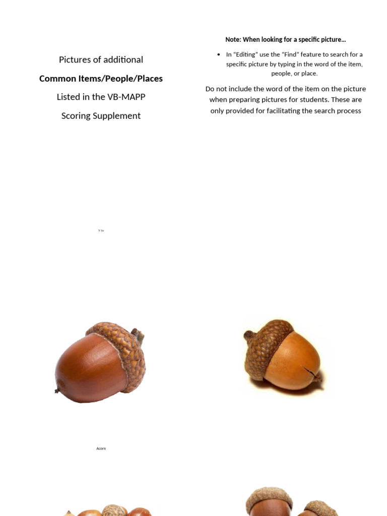 VB-MAPP Picture Guide | PDF