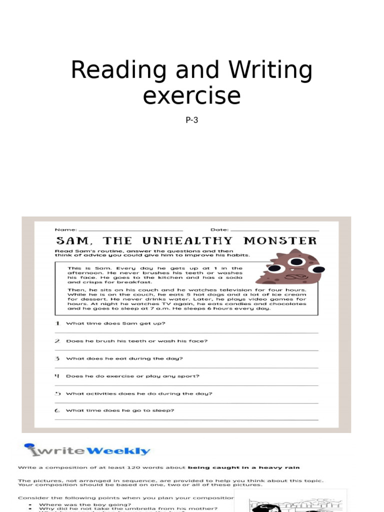 Reading and Writing exercise | PDF