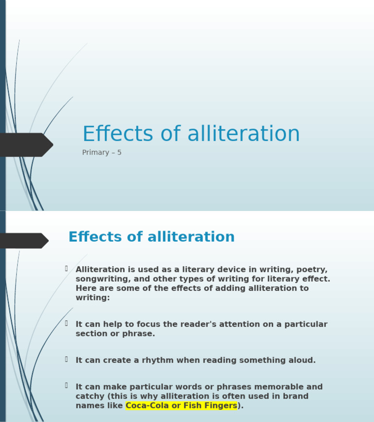 Effects of Alliteration in Writing | PDF