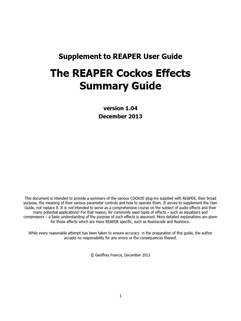 Rea Effects Guide | PDF | Equalization (Audio) | Bandwidth (Signal Processing)
