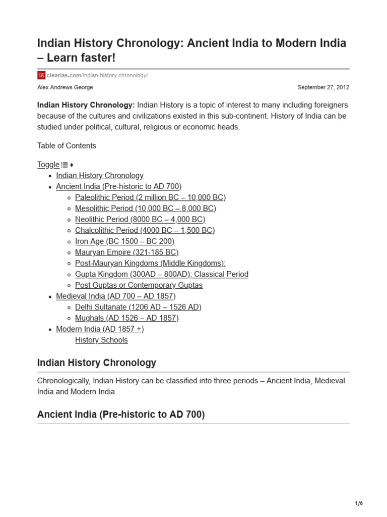 Indian History Timeline: Ancient to Modern | PDF | Asia | South Asia