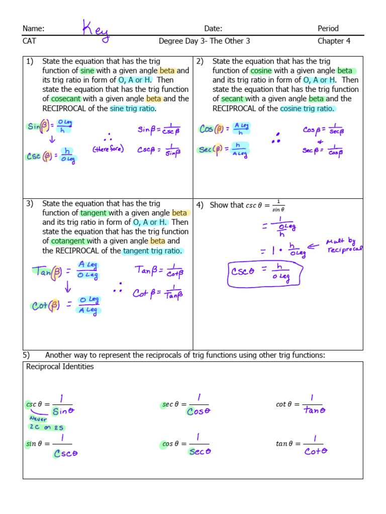 Trigonometric Functions & Reciprocals | PDF | Trigonometric Functions ...