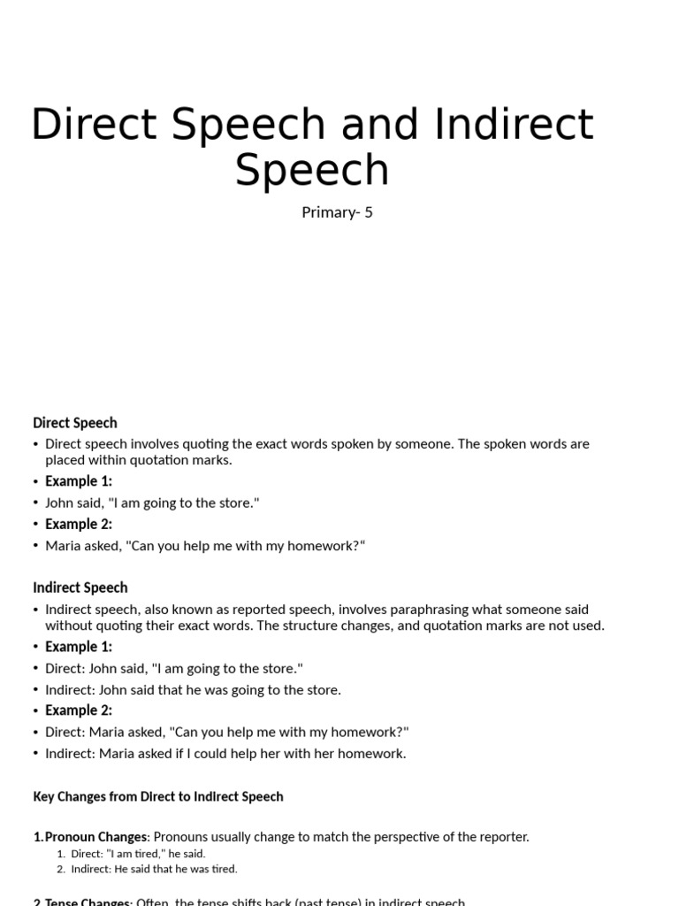 Direct Speech and Indirect Speech | PDF