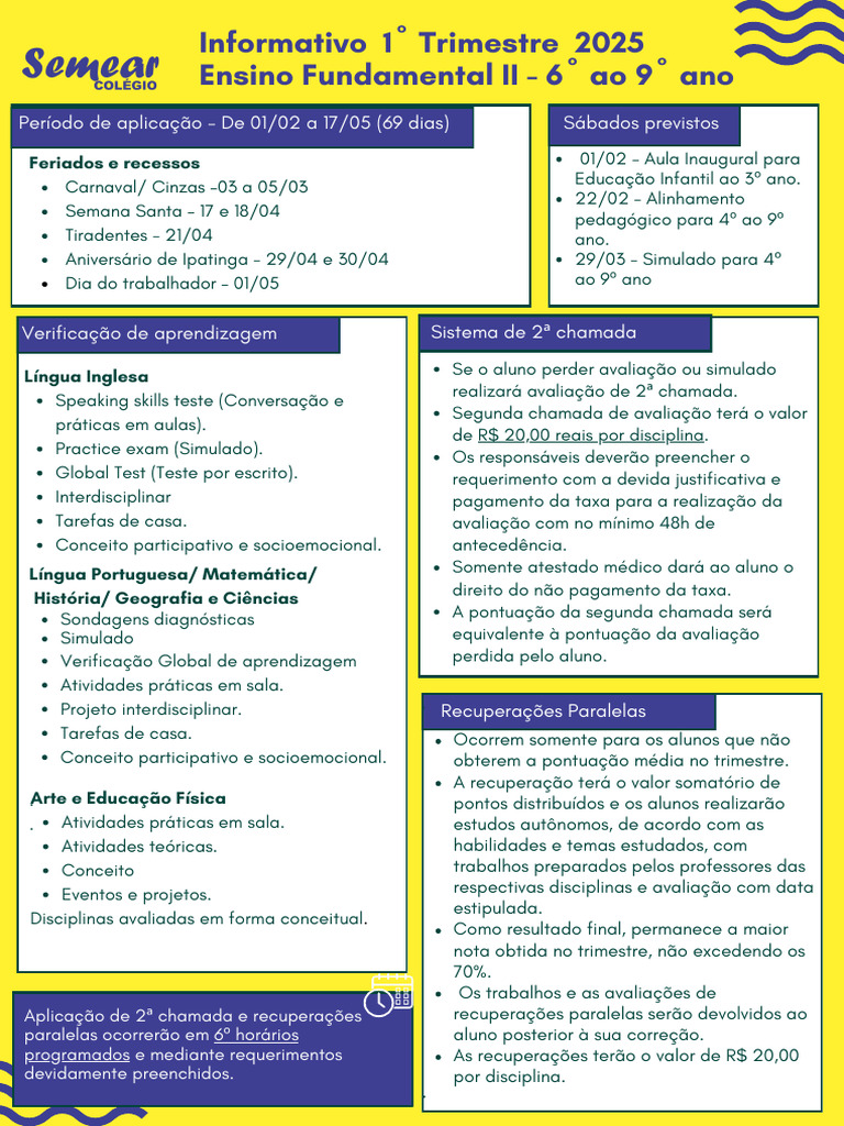 Informativo 6º Ao 9º Ano - 1º Trimestre 2025 | PDF | Aprendizado