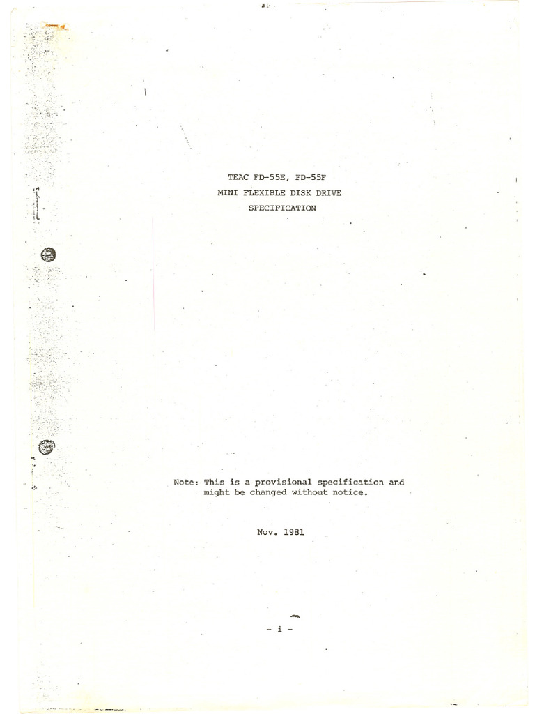 1981 Teac FD55-E FD55-F Drive Specification | PDF | Floppy Disk | Disk ...