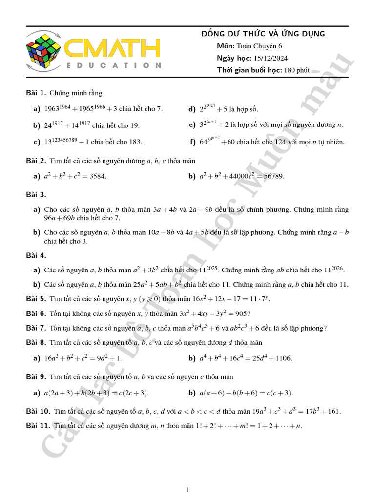 BTVN Dong Du Thuc 6c0 15 12 2024 | PDF