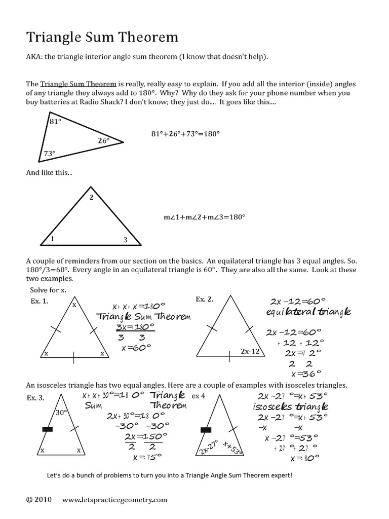 Triangle angle sum theorem | PDF | Triangle | Triangle Geometry