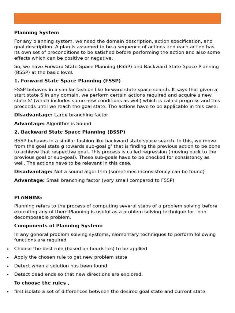 Overview of Planning Systems in AI | PDF | Machine Learning ...