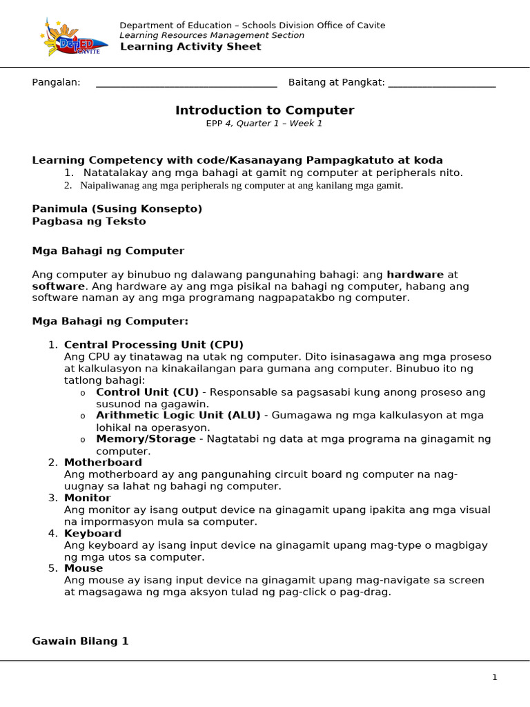 Las-Epp 4 Qtr1wk1 | PDF