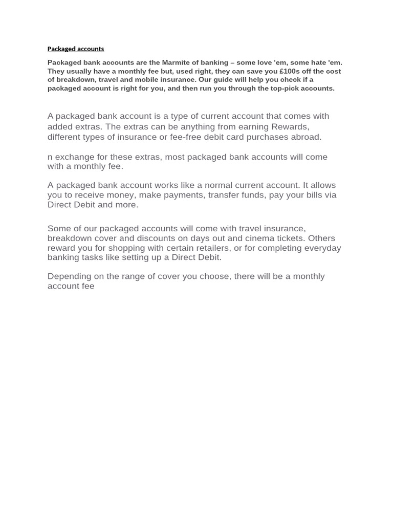 Packaged Accounts | PDF